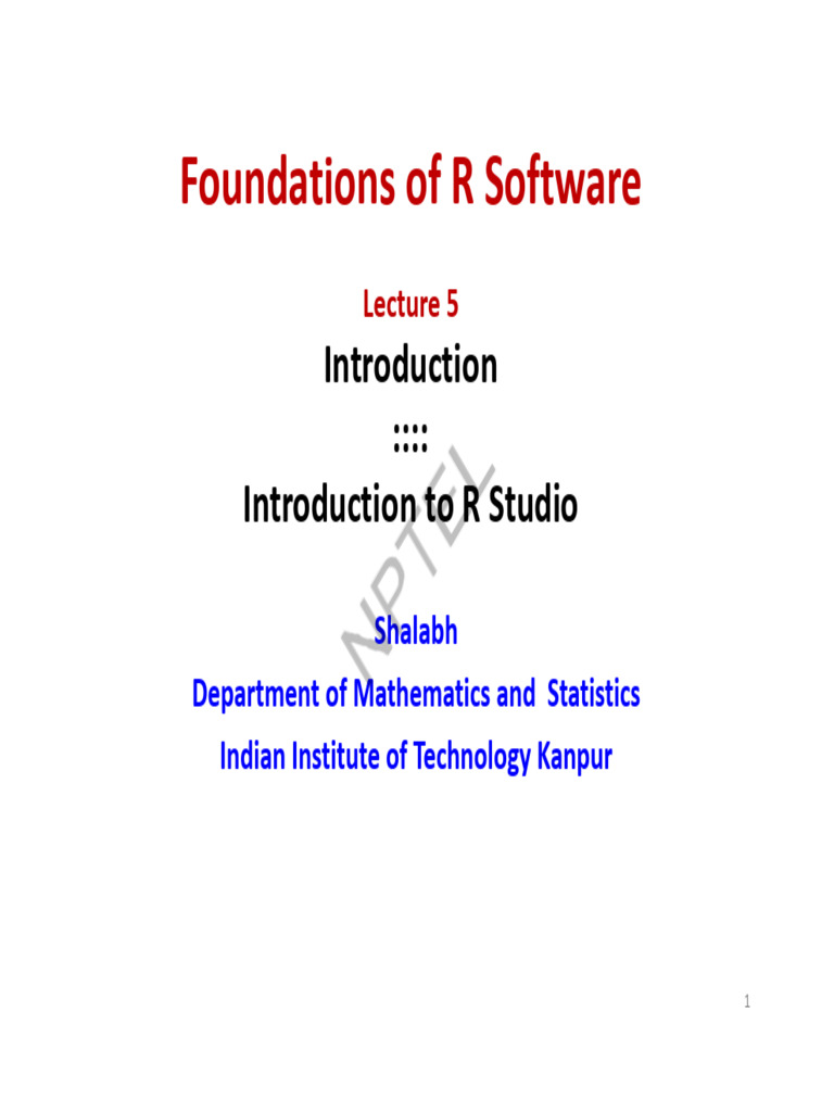 RCourse-Lecture5-Introduction-Introduction To R Studio - Watermark | PDF | Command Line ...