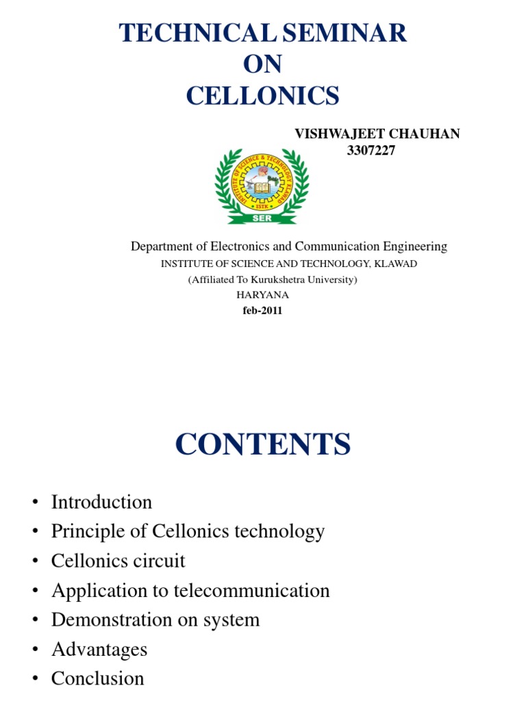 Technical Seminar ON Cellonics: Vishwajeet Chauhan 3307227 | PDF | Telecommunication | Modulation