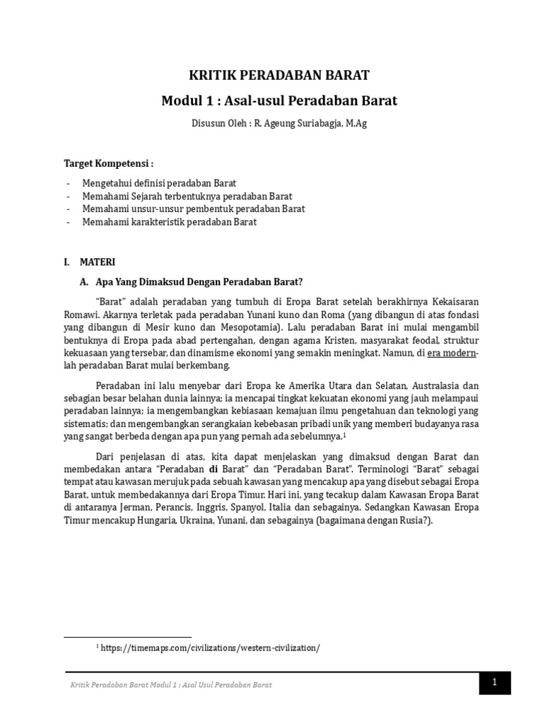 Kritik Peradaban Barat Modul 1 Asal Usul Peradaban Barat | PDF