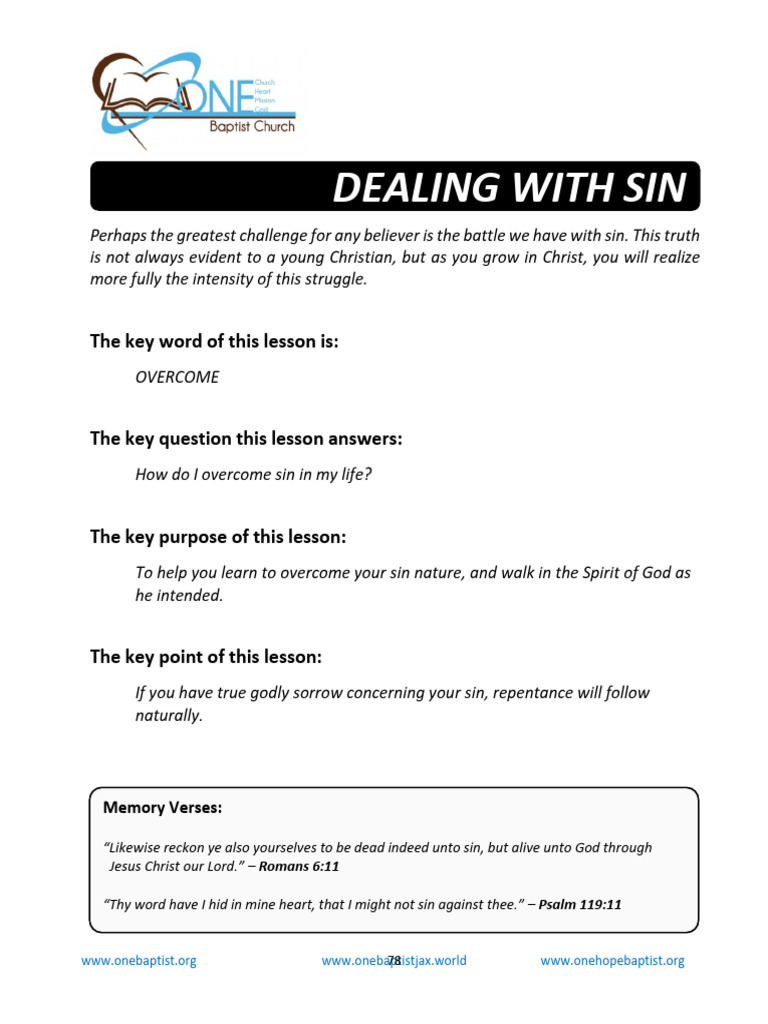 Lesson 10 Dealing With Sin Conv | PDF | Sin | Jesus