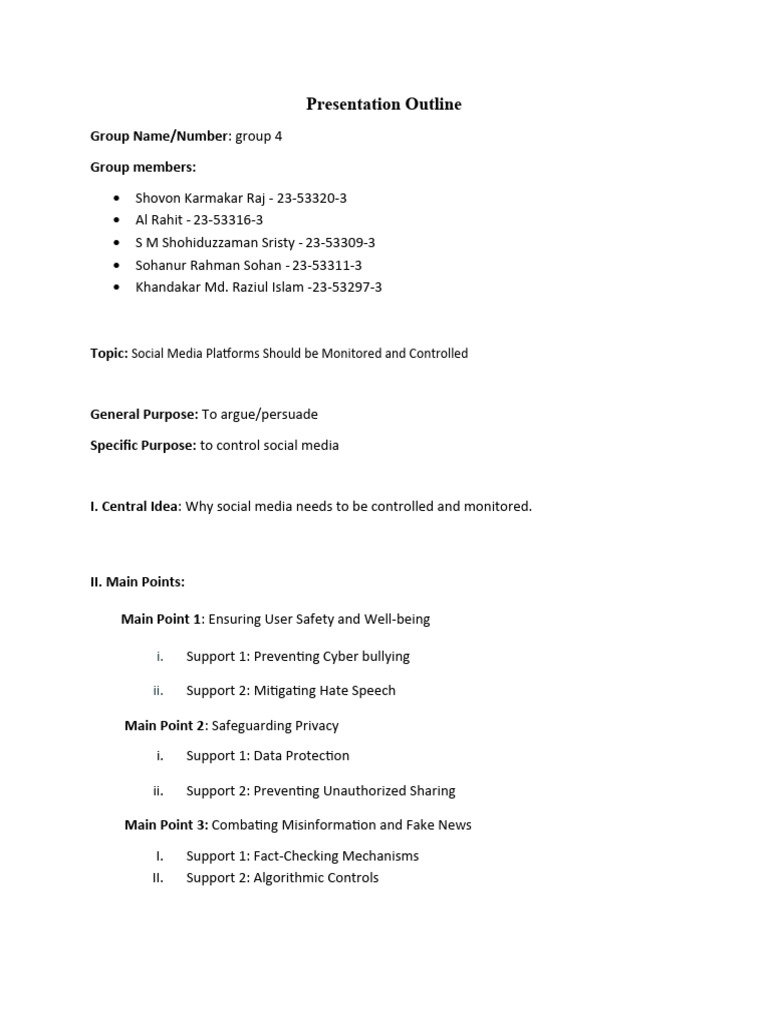 Final Presentation Outline B6 Group-4 | Download Free PDF | Social ...