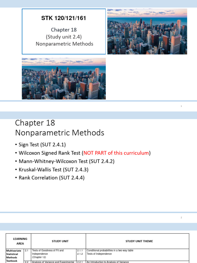 STK121 SUT 2.4.1-2.4.4 Nonparametric Methods (2022) MBS | PDF | Median ...