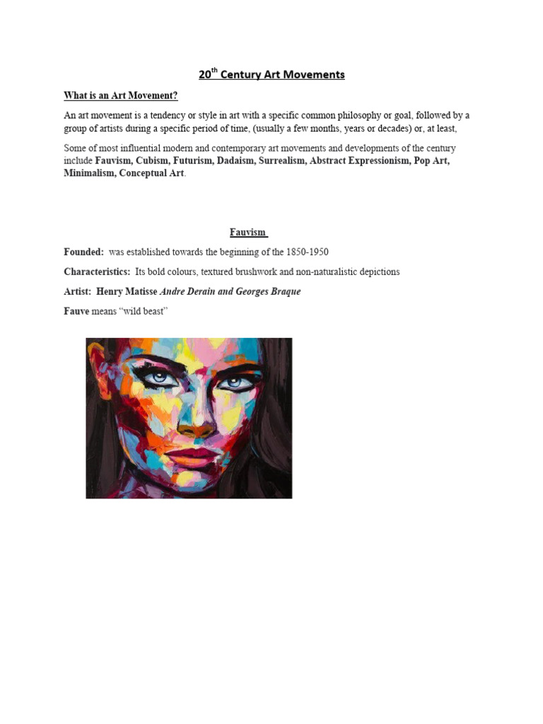 Grade 8-9 20TH CENTURY Art Movements | PDF | Cubism | Abstract Art