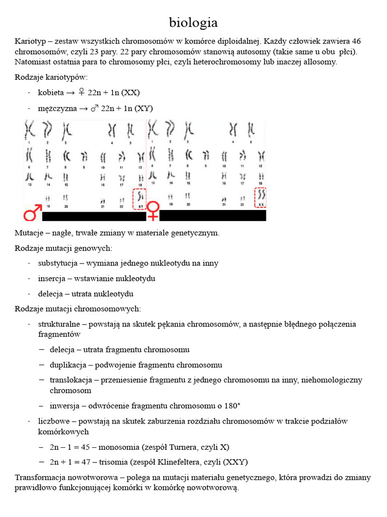 Biologia - Genetyka | PDF