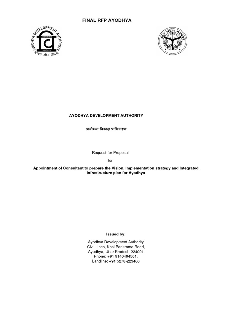 Final RFP Ayodhya 01 | PDF | Request For Proposal | Password