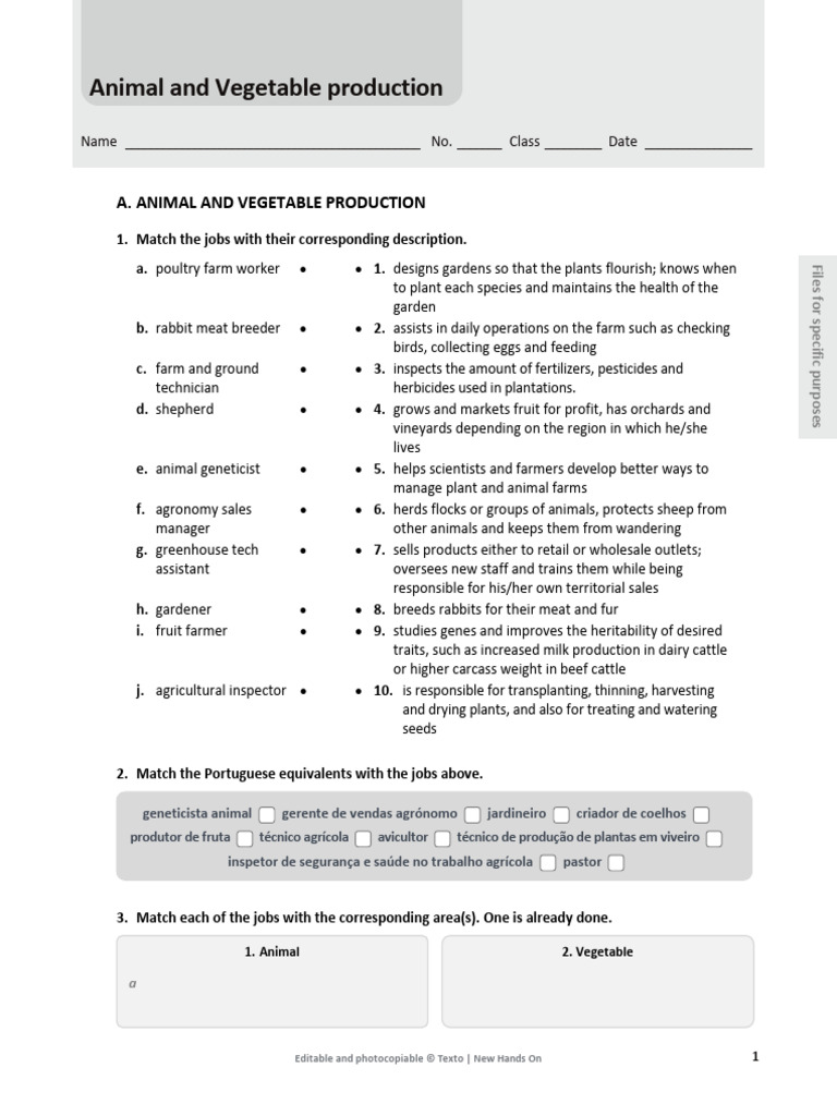 File For Specific Purpose - Animal and Vegetable Production PDF | PDF ...