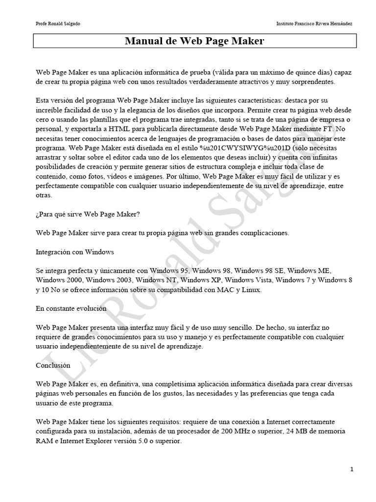 Manual de Web Page Maker | PDF | Hipervínculo | Microsoft Windows