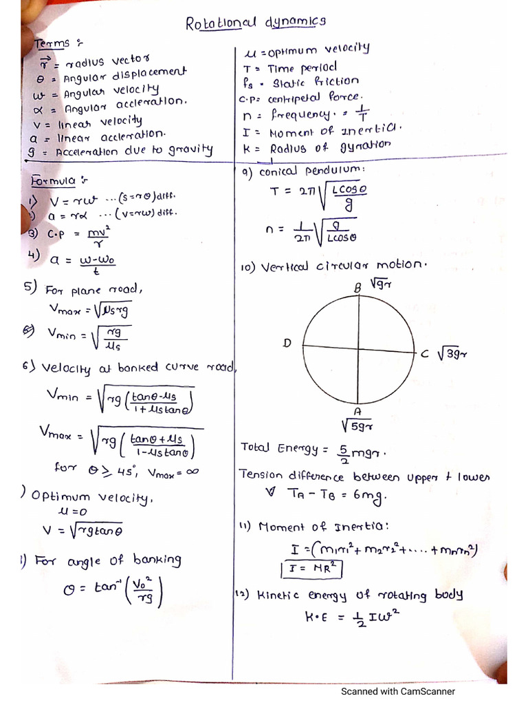 Physics 1 Formulas | PDF