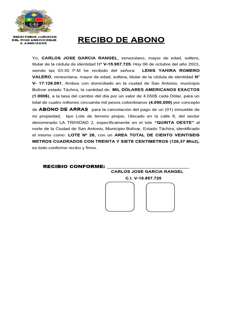 Recibo de Arras | PDF