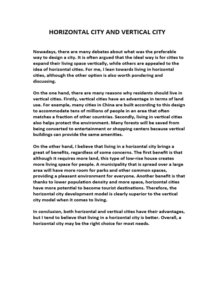 Horizontal City and Vertical City | PDF