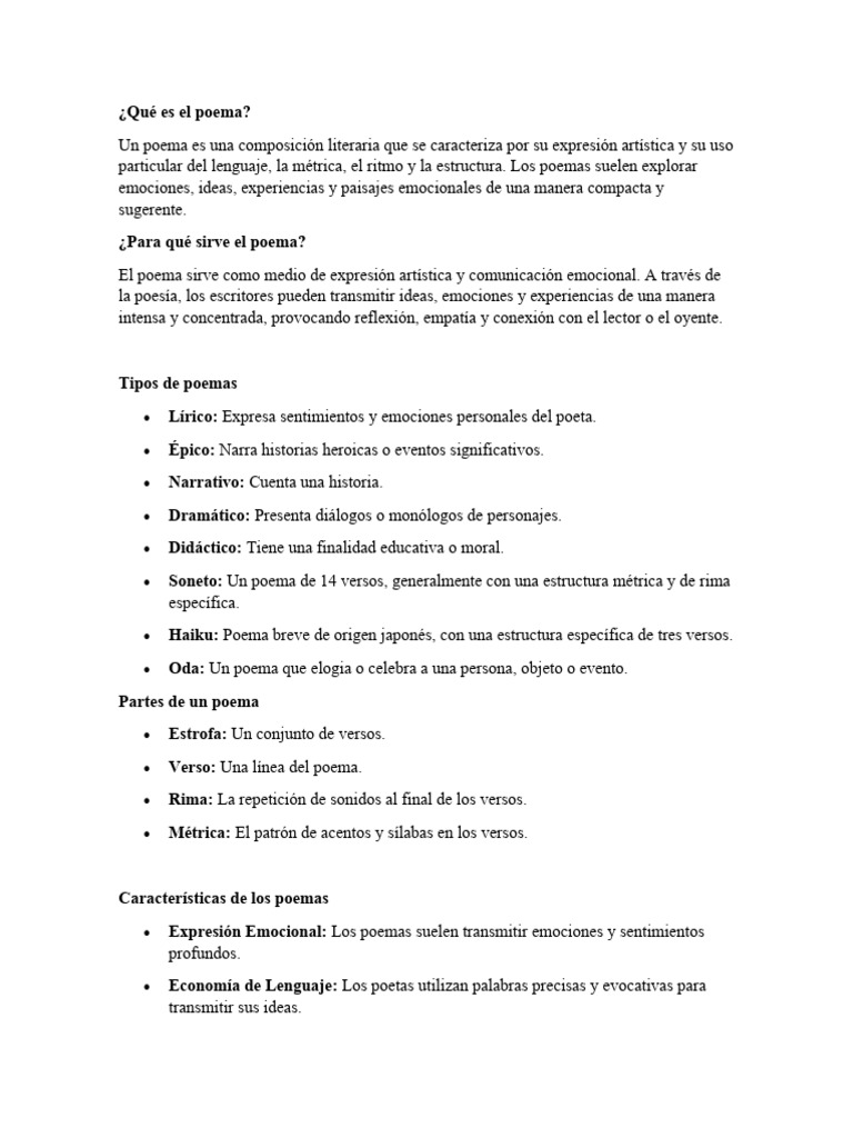 Qué Es El Poema | PDF