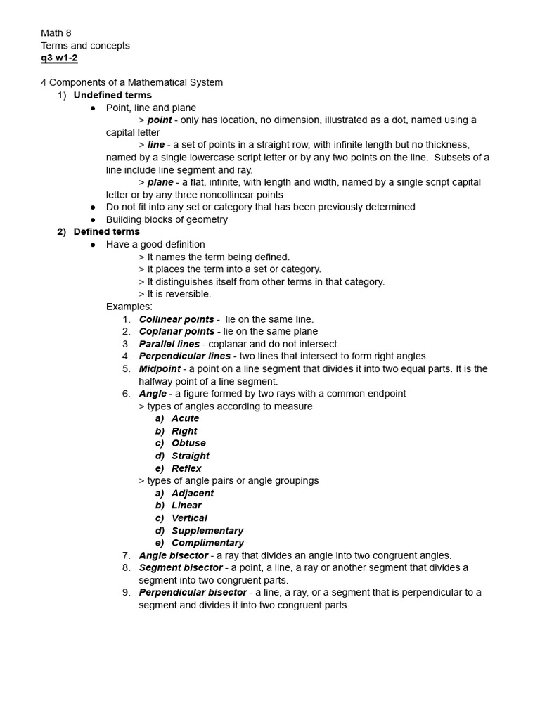 Math8 q3 | PDF | Line (Geometry) | Mathematical Concepts