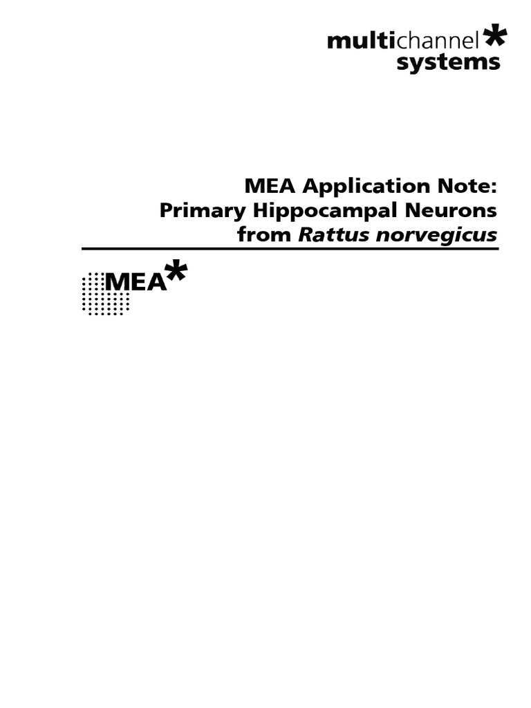 MEA-Application Note - PrimaryNeurons - Hippocampus | PDF | Chemistry