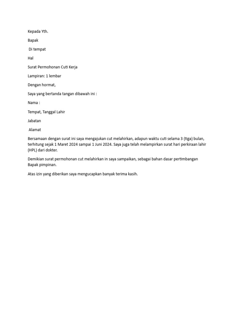 Form Cuti Melahirkan | PDF