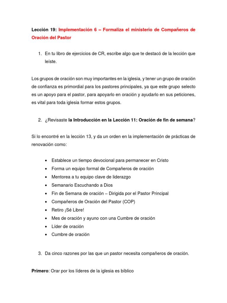 Lección 19 | PDF | Oración