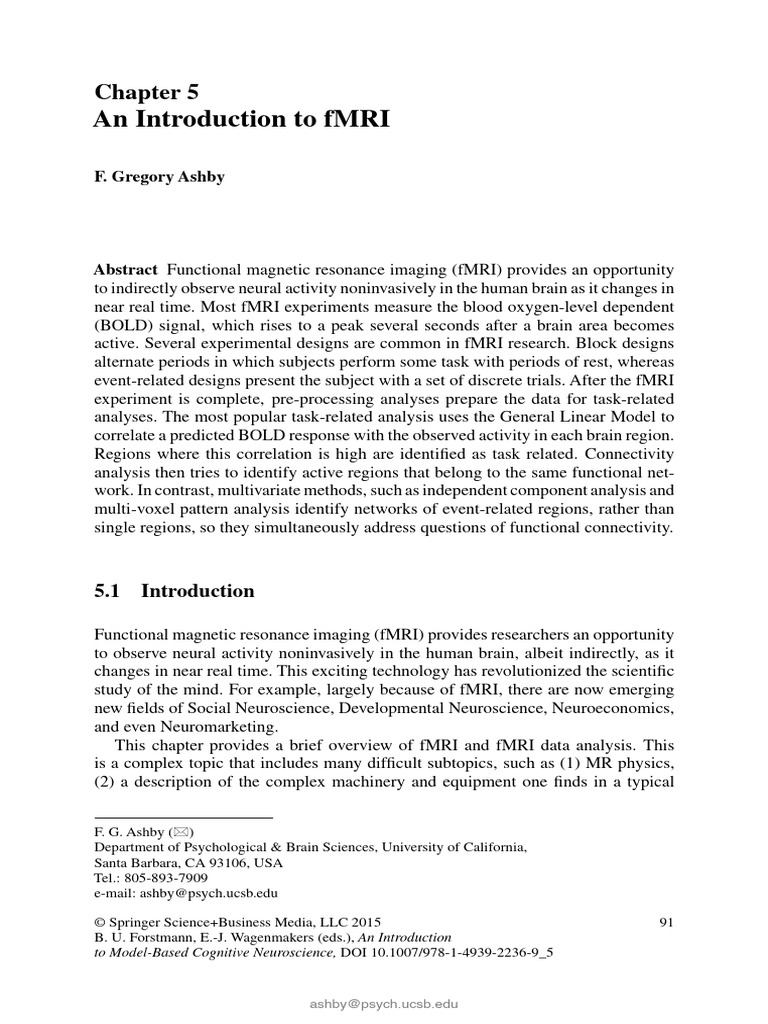 Introduction to fMRI Techniques | PDF | Functional Magnetic Resonance ...