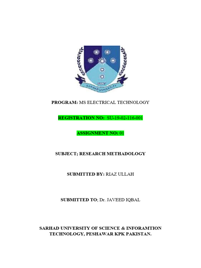 Assignment No. 1 Research Methodology Reg. No.-1-1 | PDF | Methodology ...