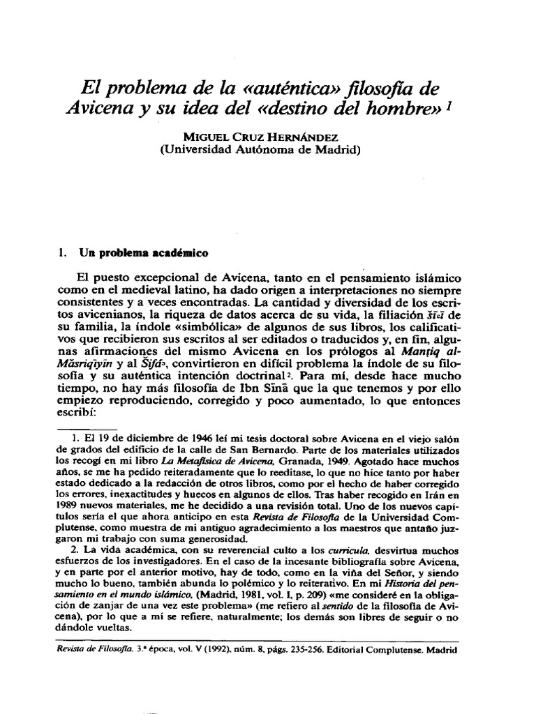 Avicena: Filosofía y Destino del Hombre | PDF | Verdad | Aristóteles