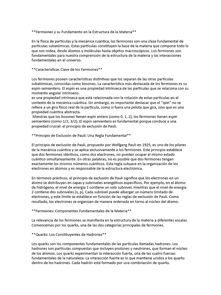 Fermiones | PDF | Cuarc | Spin (Física)