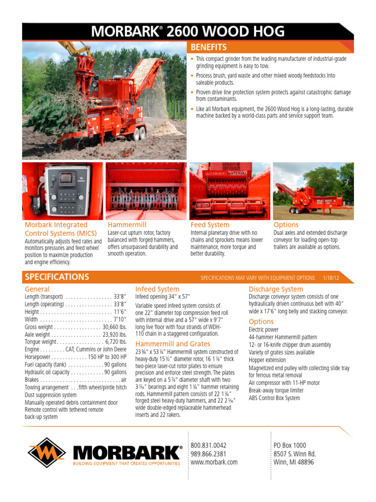 Morbark - Wood Hog 2600 | PDF | Horsepower | Axle