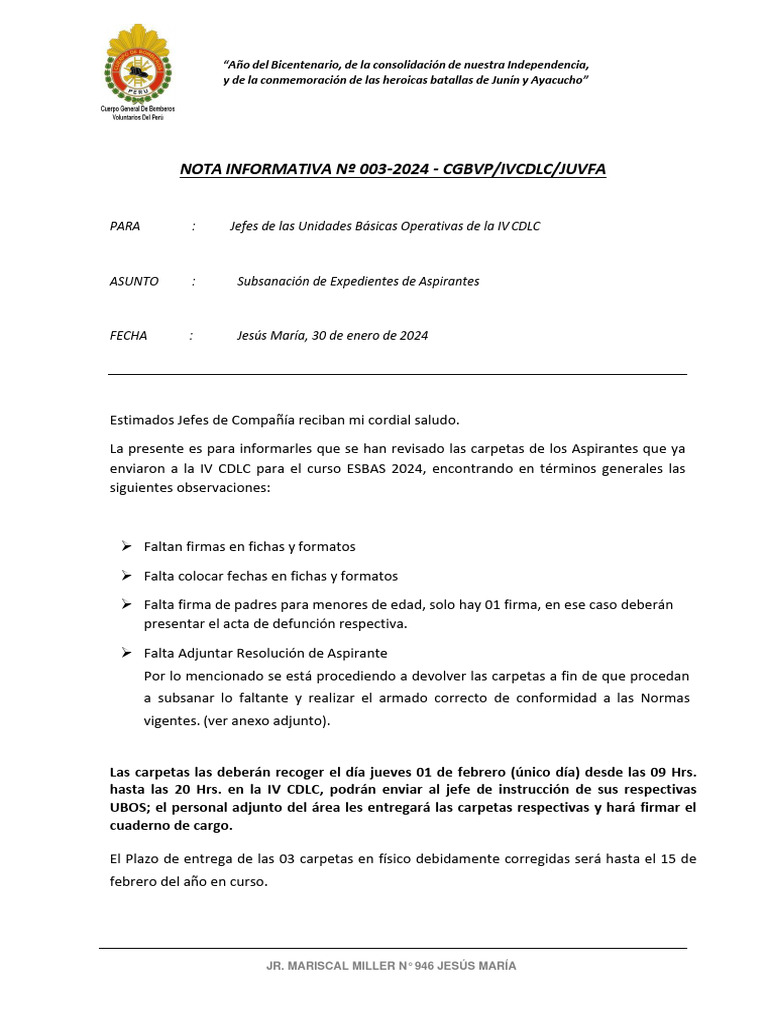 Nota Informativa #003 | PDF | Viajes
