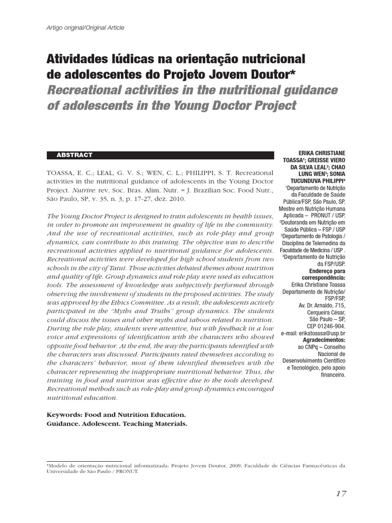 Atividades Ludicas Na Orientacao Nutrici | PDF | Health Care