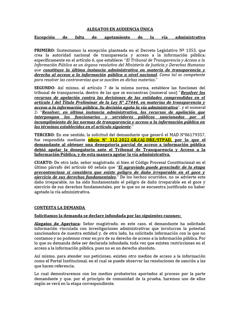 Alegatos en Audiencia Única | PDF | Apelación | Gobierno