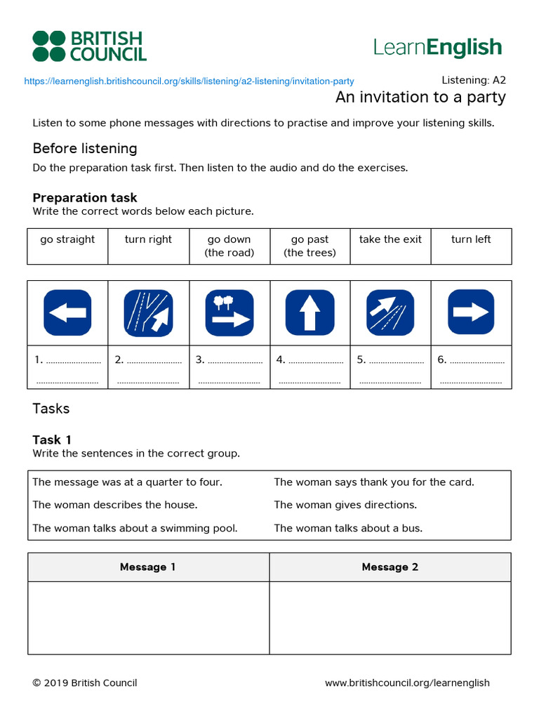 LearnEnglish Listening A2 An Invitation To A Party | PDF