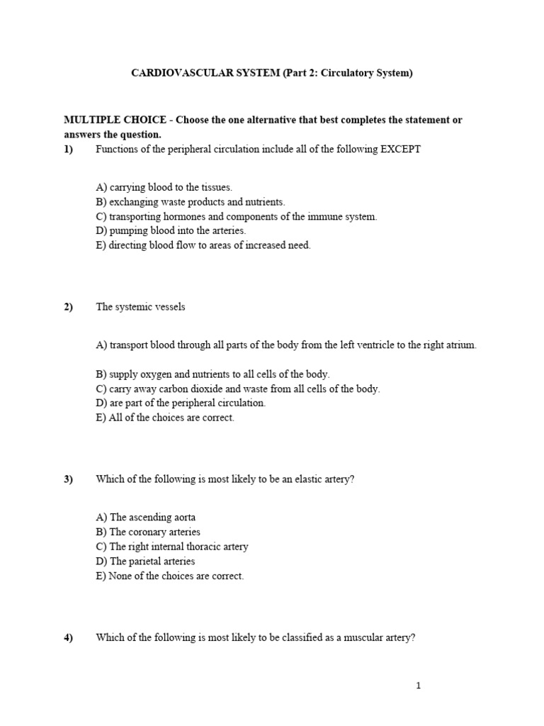CARDIOVASCULAR SYSTEM Part 2 Circulatory System | PDF | Aorta | Vein