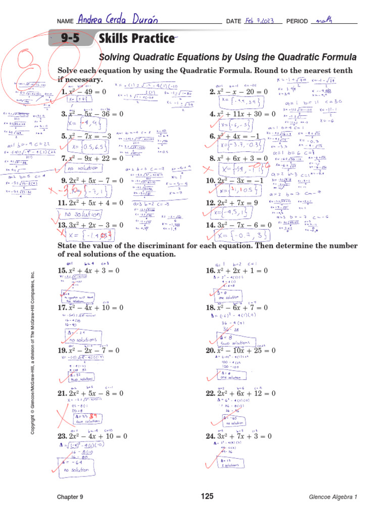 9-5 General Quadratic Formula WB | PDF | Quadratic Equation | Equations