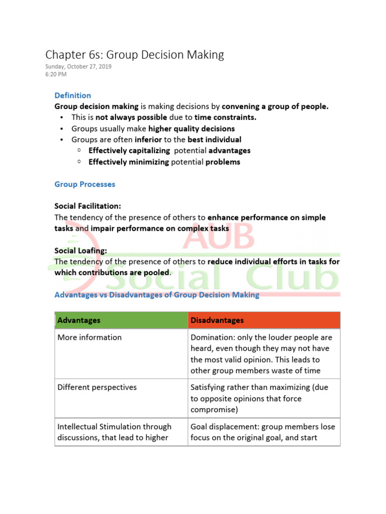 Chapter 6s Group Decision Making | PDF | Decision Making | Group ...