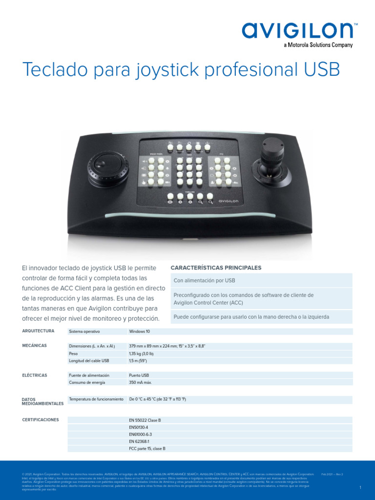 Avigilon - Acc Usb Joy Pro - Joystick | PDF | USB | Hardware de la ...