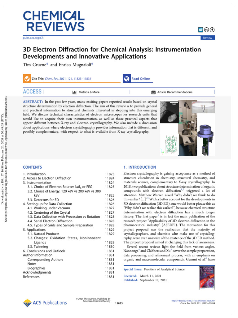 3D Electron Diffraction in Chemistry | PDF | X Ray Crystallography ...