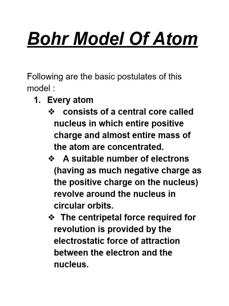 Bohr Model of Atom | PDF