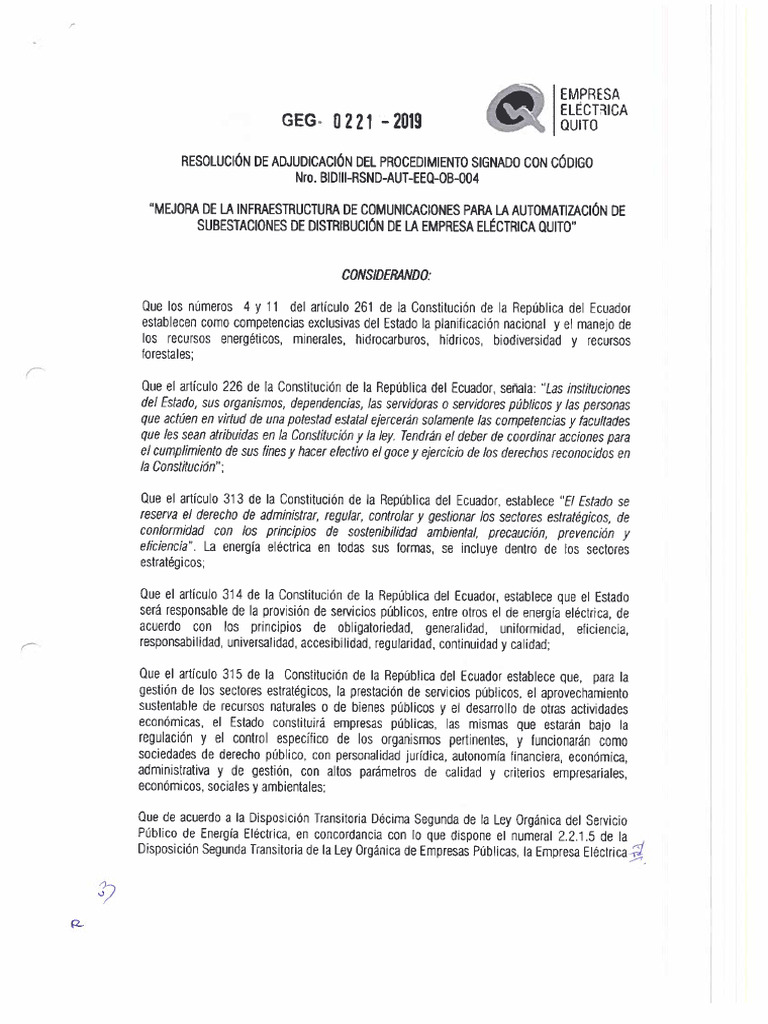 Resolución de Adjudicación | PDF