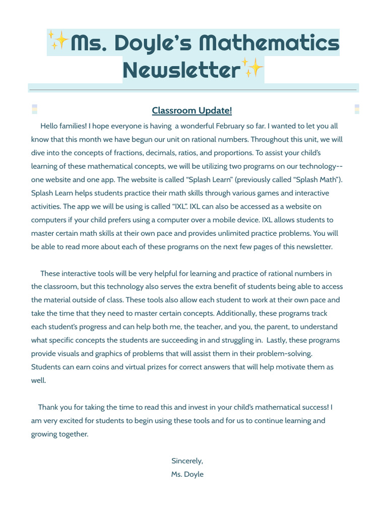 Math Technology Newsletter Julia Doyle | PDF | Mathematics | Learning