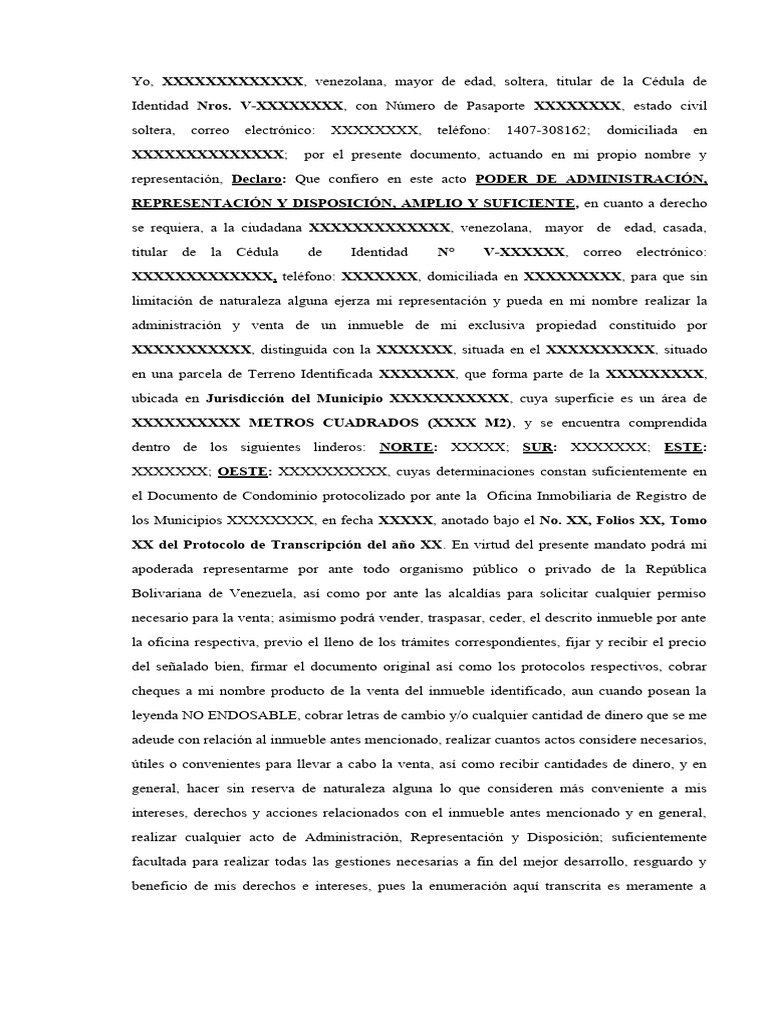 Poder Especial Venta Inmueble | PDF