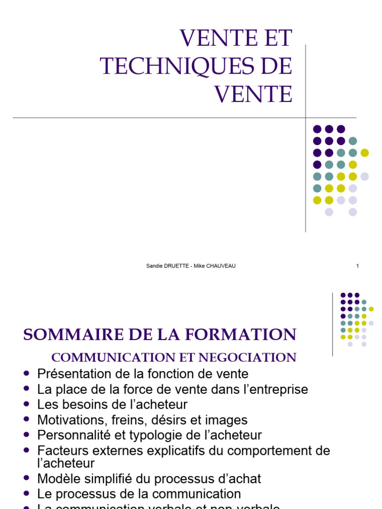 Techniques de Vente | PDF | Sodles | la communication