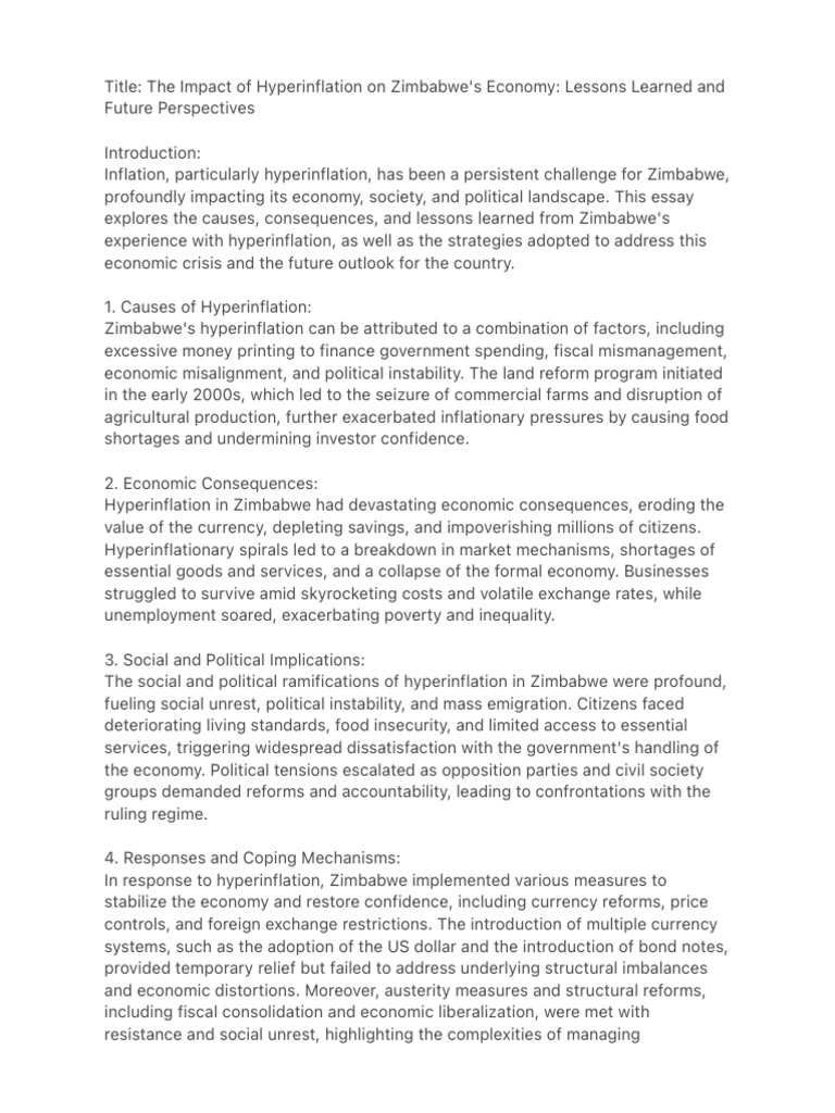 Title: The Impact of Hyperinflation On Zimbabwe's Economy: Lessons ...