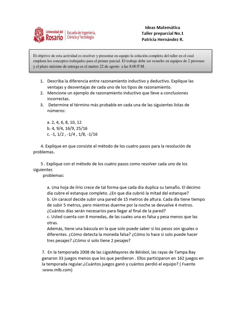 Ejercicios Mate | Descargar gratis PDF | Razonamiento inductivo