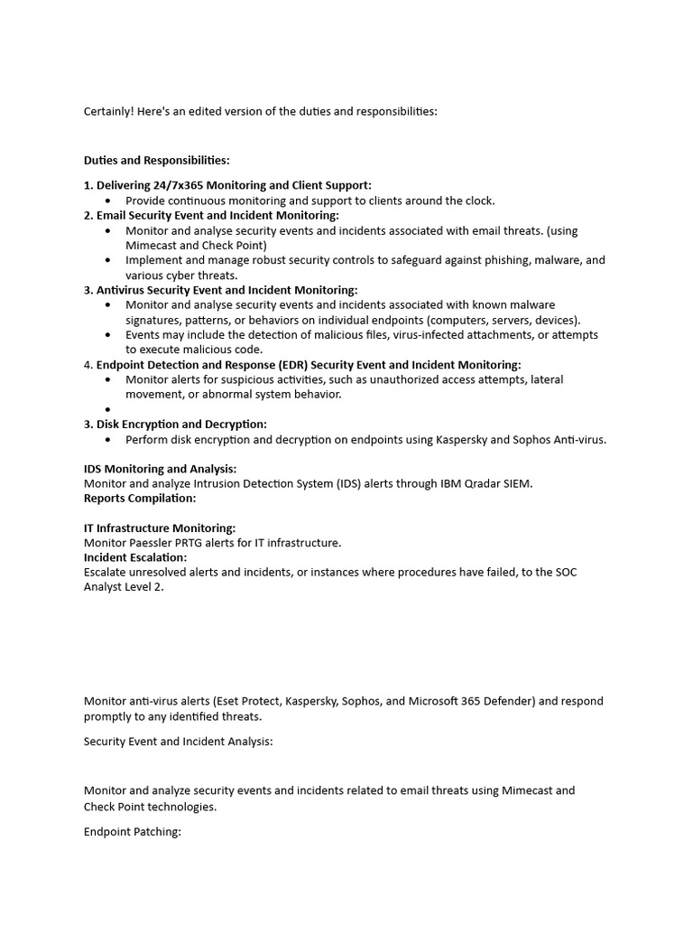 Job Description | PDF | Antivirus Software | Security