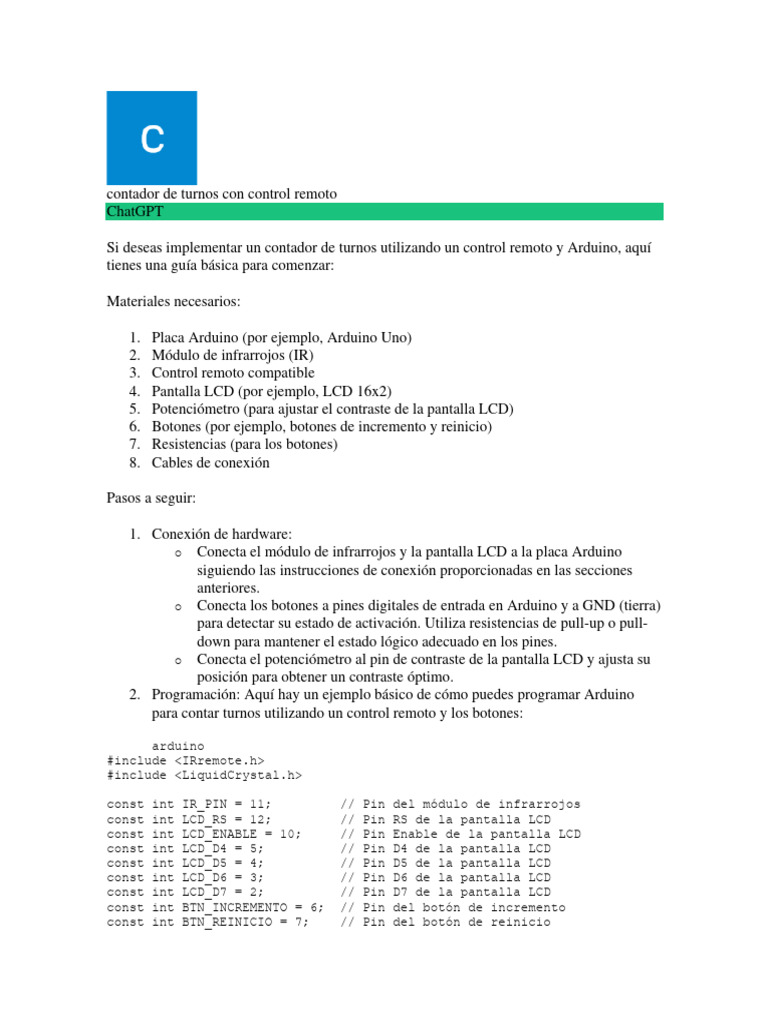 Control de Turnos | PDF | Arduino | Bienes manufacturados