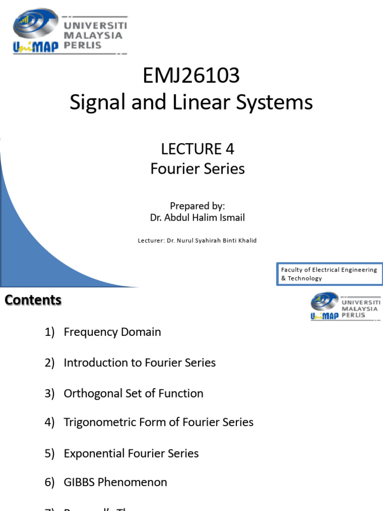 Lecture Note - Lecture 4 | PDF | Fourier Transform | Fourier Series