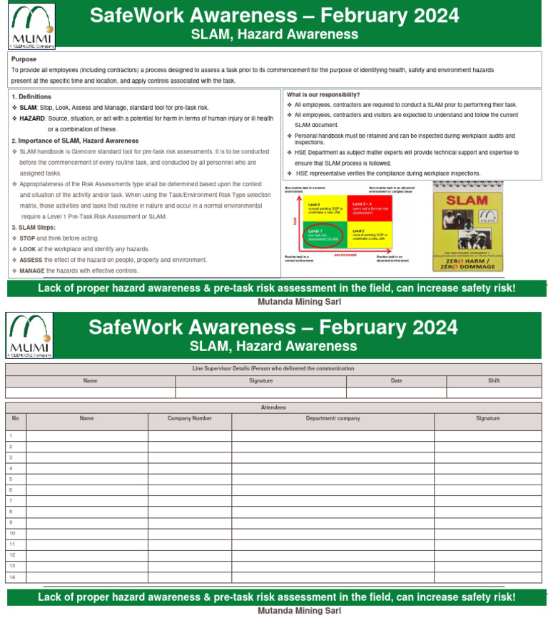 SLAM Safety Guide for February 2024 | PDF | Risk | Hazards