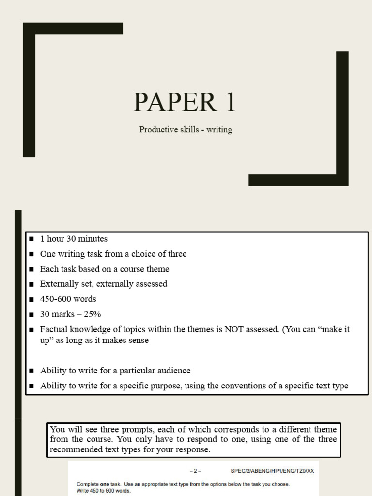 Paper 1 Writing Instructions | PDF | Communication | Vocabulary