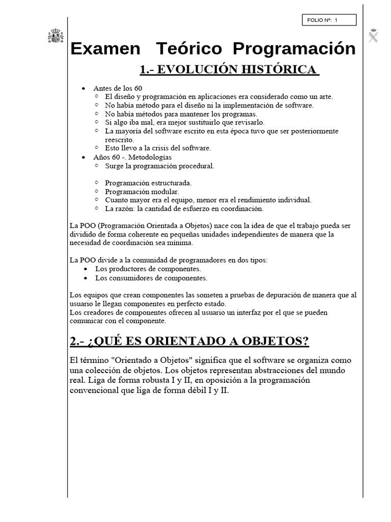 Examen Teorico Progamacion | PDF | Objeto (informática) | Herencia (Programación Orientada a ...
