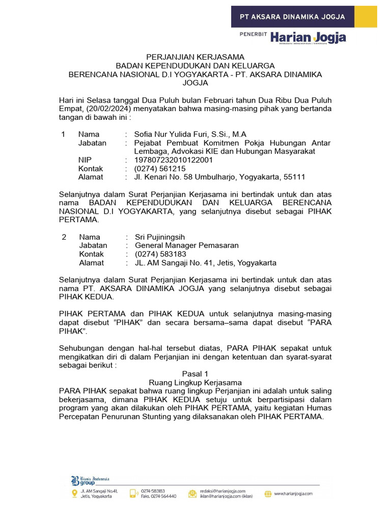 Mou BKKBN Diy 2024 | PDF | Hukum