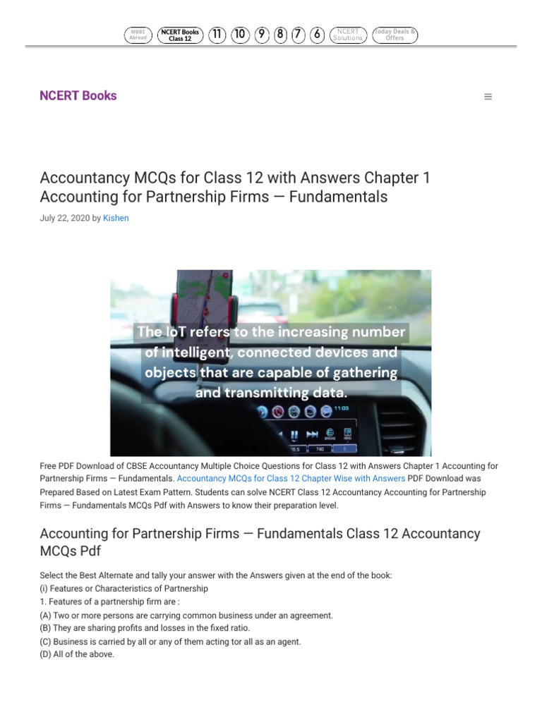 Accountancy MCQs For Class 12 With Answers Chapter 1 Accounting For Partnership Firms ...
