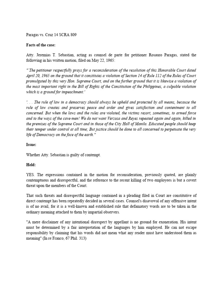 64.) Paragas vs. Cruz 14 SCRA 809 | PDF | Social Science | Law