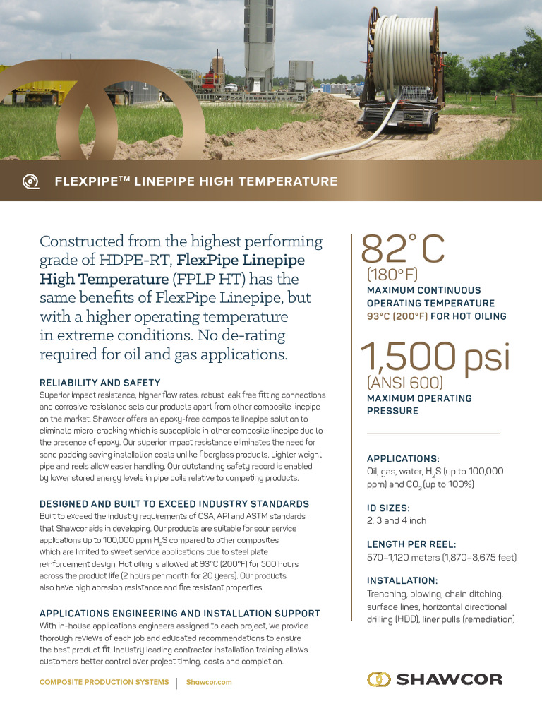 FlexPipe Linepipe HT Product Data Sheet | PDF | Pipe (Fluid Conveyance) | Fiberglass